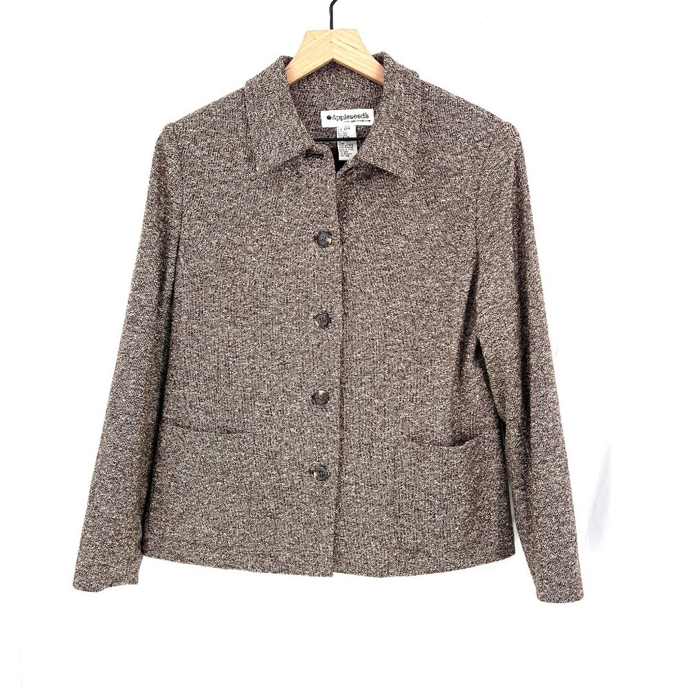 Vintage Appleseeds Brown Tweed 4 Button Blazer Jacket… - Gem